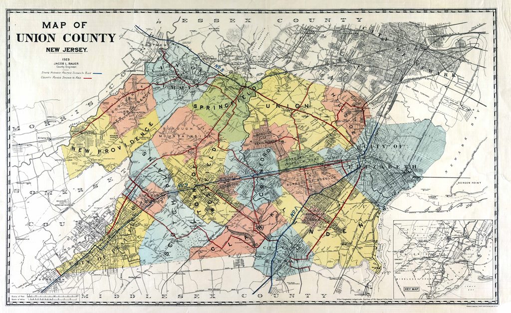 union county map 1923 via rutgers university – County of Union