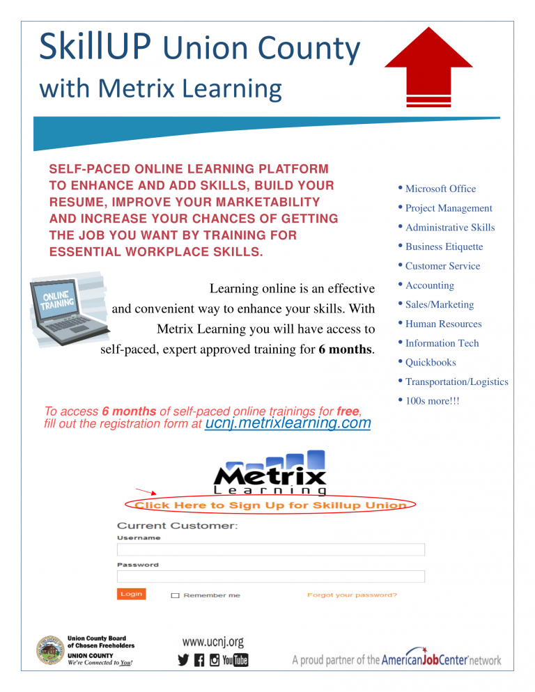 SkillUP Union County with Metrix Learning – County of Union, New Jersey