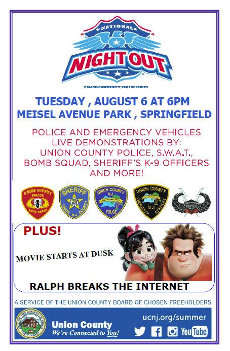 Union County to Celebrate National Night Out August 6 at Meisel Park in ...