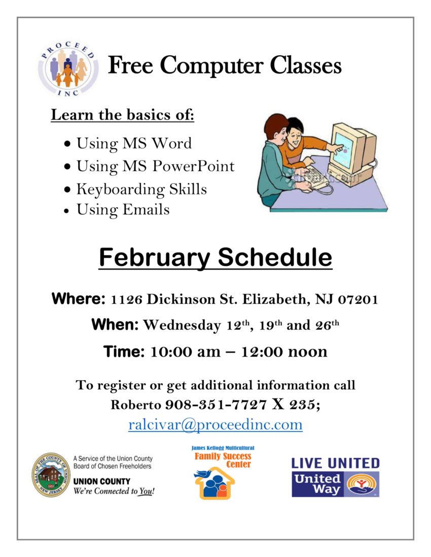 Proceed Inc. Computer Classes-1 – County of Union, New Jersey