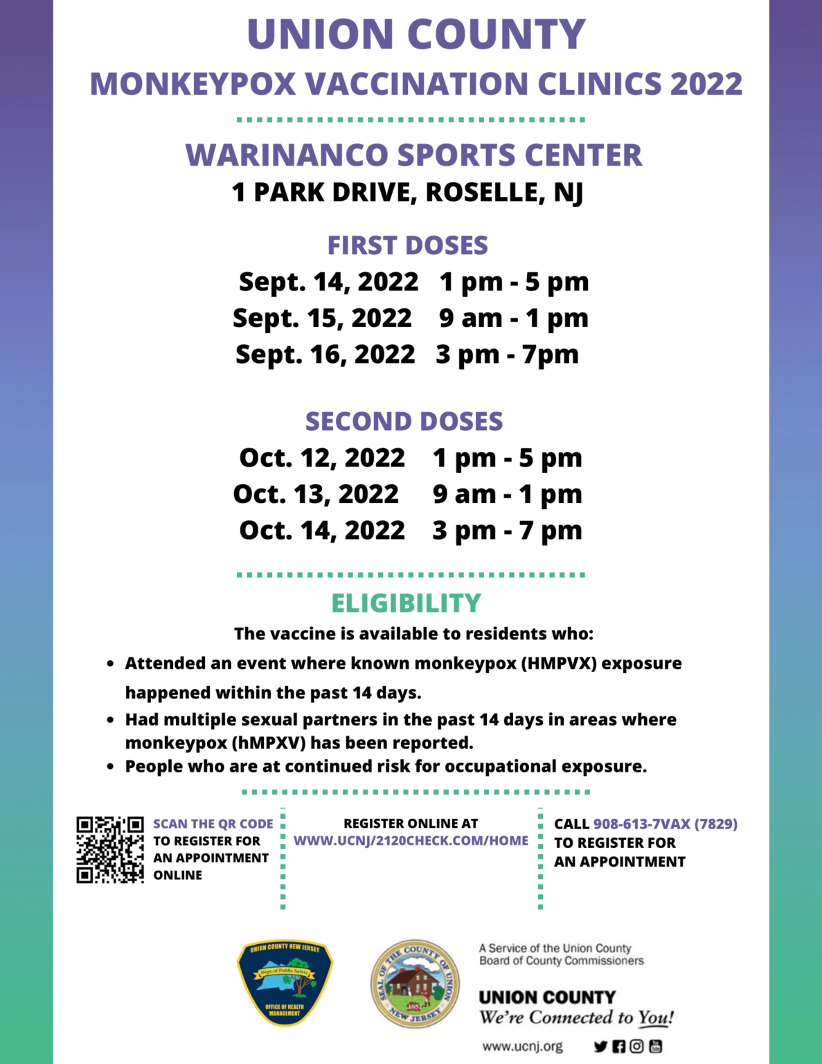 First Monkeypox Vaccination Clinic Opening in Union County – County of ...